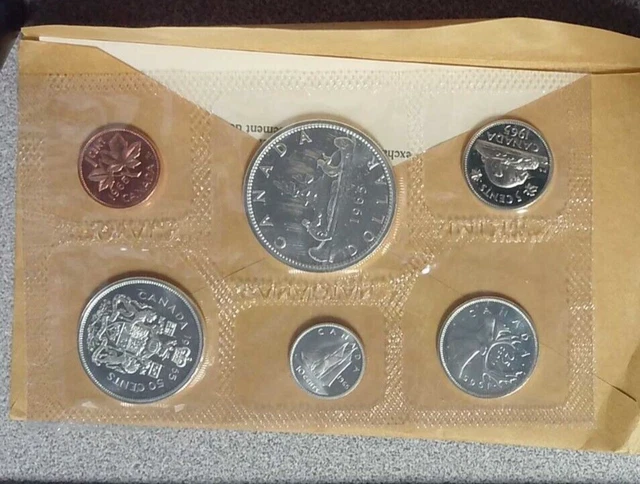1965 ROYAL CANADIAN Mint Uncirculated Proof Coin Set, Four 80% Silver ...