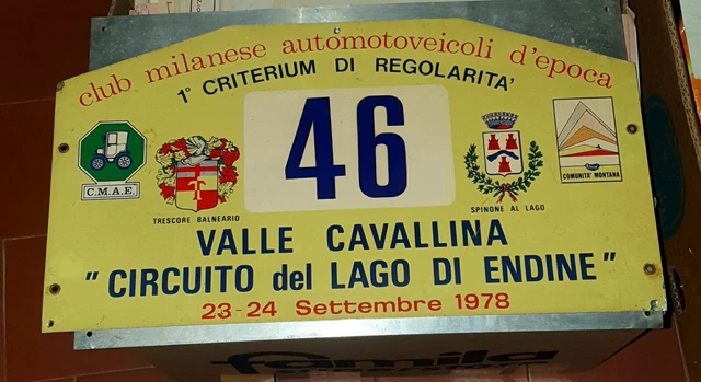 VECCHIA TARGA CLUB milanese auto d'epoca Lado di Endine originale 1978 ...