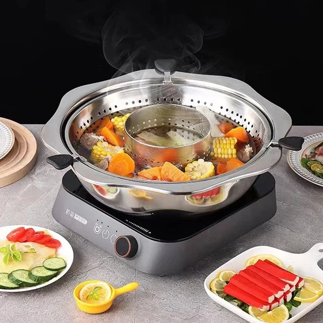 STAINLESS STEEL PAGODA Pot Split Style Cookware Rotating Hot Pot ...