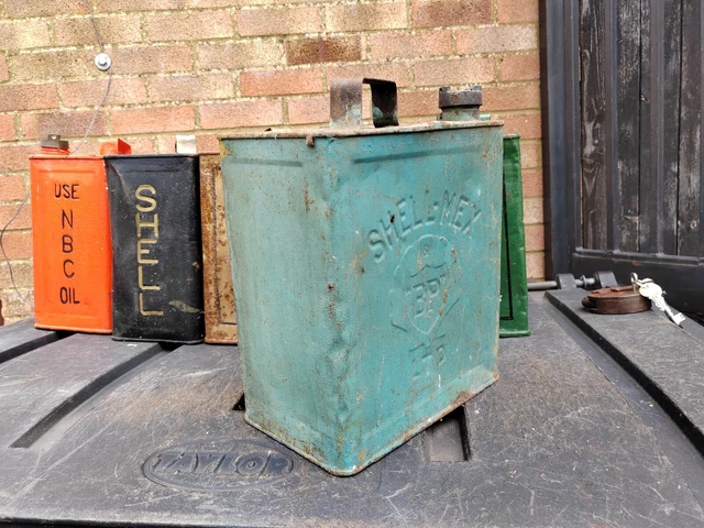 VINTAGE 2 GALLON Petrol Jerry Can With Cap Shell Mex Bp Ltd £35.00 ...