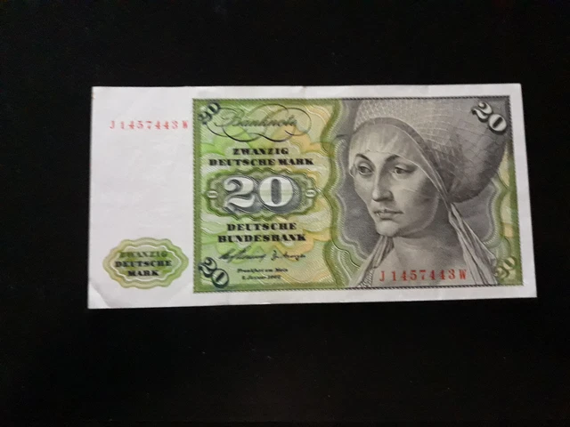 20 DM DEUTSCHE Mark Schein, Banknote von 1960 - Serie J/W - SELTEN & Top-Zustand EUR 39,00 ...