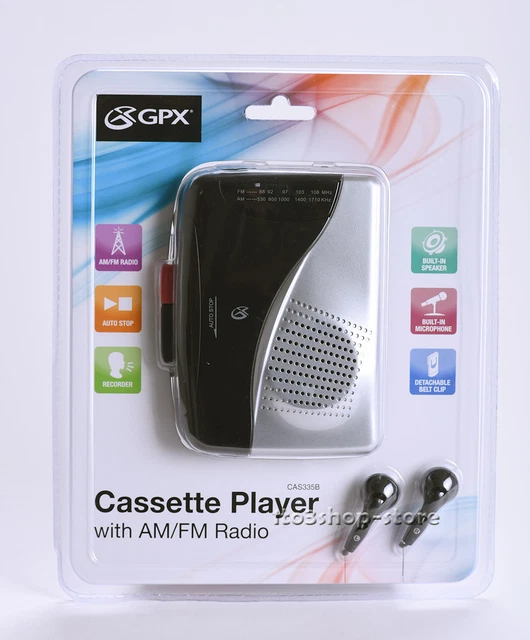 GPX CAS335B STEREO AM/FM Radio Cassette Player w/Recorder Portable ...