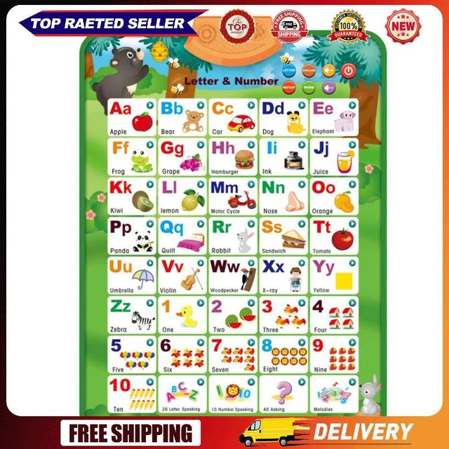 ELECTRONIC ALPHABET CHART Poster Smart Sound Animals Wallchart for Kids ...