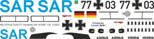 DECALS 326 EUROCOPTER H145M / EC 145T2 Bundeswehr SAR 77+03 £19.86 ...