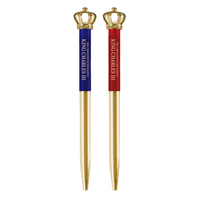2X KING CHARLES III Coronation Crown Ballpoint Pens Commemorative Gifts ...