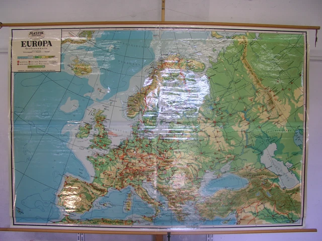 SCHOOL WALL MAP Europe 270x183cm ~1970 Cool Travel Planner Family ...