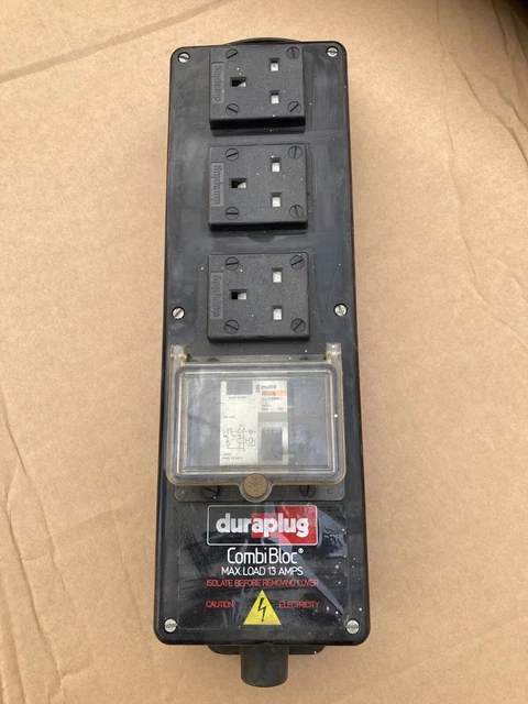 RUBBER BOX 13 Amp stage Distribution box duraplug combi bloc 3 sockets ...