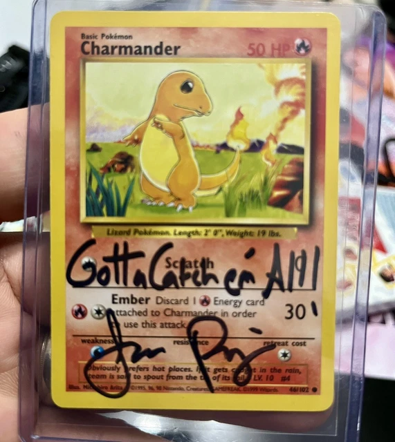 BASE SET CHARMANDER Pokemon Card Signed By Jason Paige OG Theme Singer ...