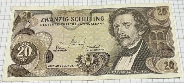BANCONOTA AUSTRIA 20 Zwanzig Schilling Scellini 1967 R 421056 W ...