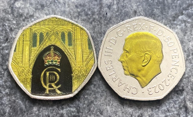 KING CHARLES CORONATION 50p Uncirculated Coin Royal Mint Double Sided ...