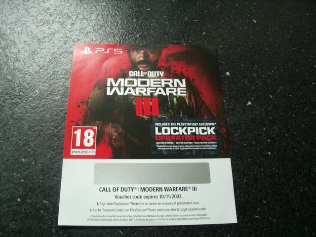 CALL OF DUTY modern warfare iii cod mw3 ps5 codice inc.lockpick ...
