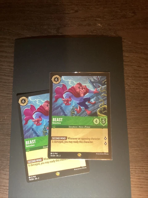 DISNEY LORCANA RISE Of The Flood born Beast Legendary X2 Non Foil £10. ...