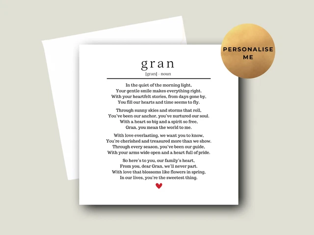 GRAN POEM HAPPY Birthday Card | Poem Birthday Card For Her £2.99 ...
