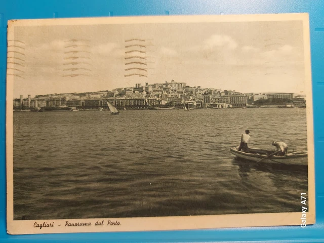 CAGLIARI PANORAMA DAL Porto Animata Barca Fg Satinata Viaggiata EUR 4 ...