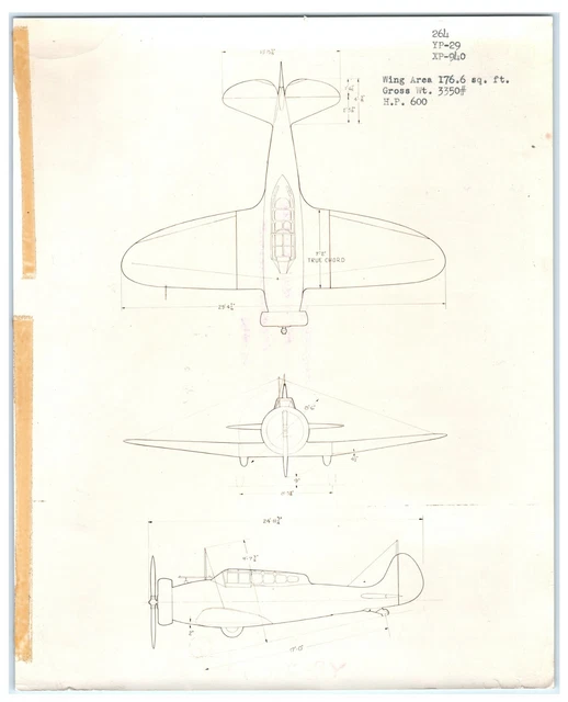 BOEING YP-29 EXPERIMENTAL P-26 Blueprint Drawing Original Vintage ...