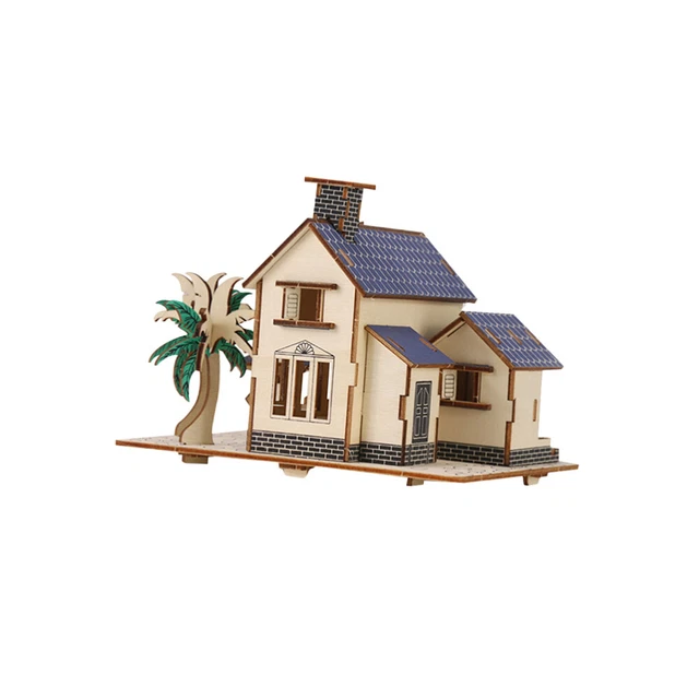 3D WOOD PUZZLE Model Wooden House Puzzles Assembly Building Toy £14.89 ...