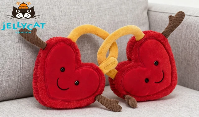 GENUINE JELLYCAT AMUSEABLES Val & Tina Love Locks-Cute Red Heart Plush ...