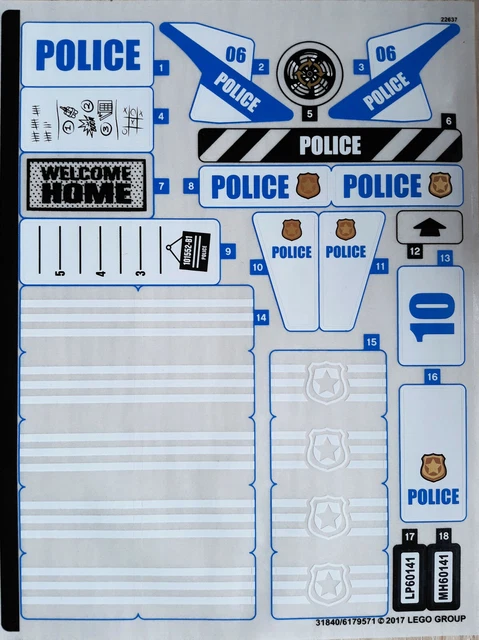 LEGO® CITY POLIZEI Aufkleber Sticker für 60141 Polizeiwache ...