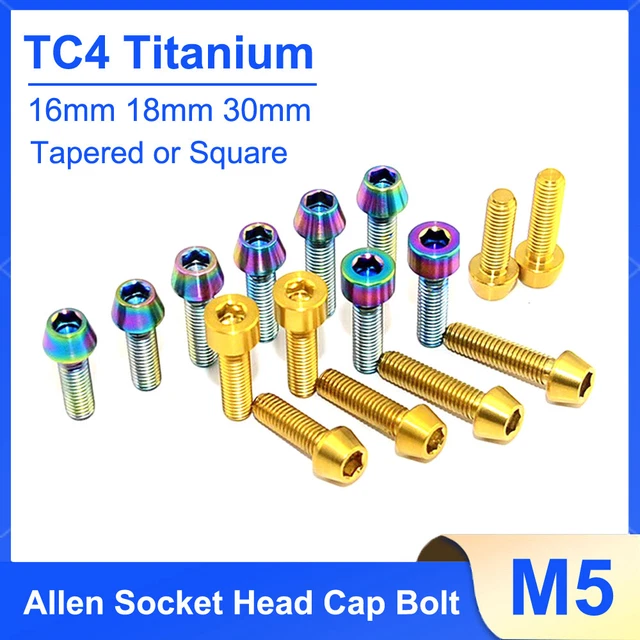 TITANIUM ANODIZED COLOR Tapered or Square M5 Allen Socket Head Cap Bolt ...