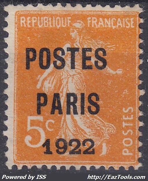 FRANCE : AUTHENTIQUE Preoblitere Postes Paris 1922 N° 30 Utilise - A ...