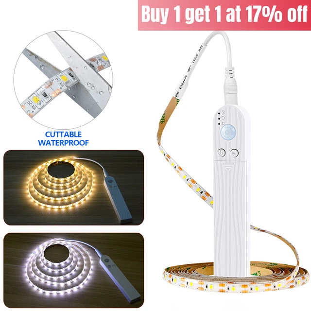 PIR MOTION SENSOR LED Strip Light Battery Powered Stair Closet Cabinet ...
