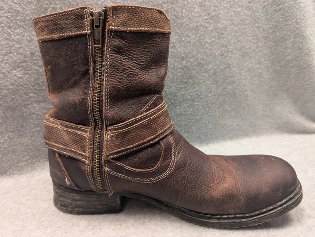 ROAN COLTON II Mid Combat Boot Men's Leather Brown Side Zipper Metal ...