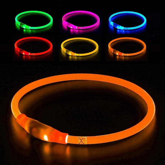 LED DOG COLLAR USB Glow Rechargeable Light up Pet Necklace IPX6 ...
