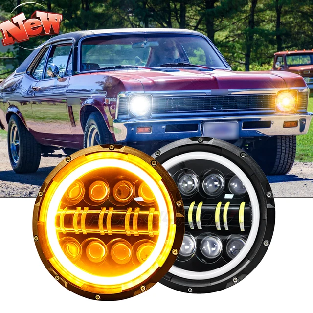 DOT APPROVED 7& inch Round Led Headlight High-Low Beam fit Chevy II ...