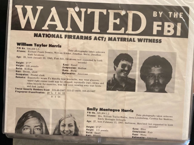 RARE VINTAGE ORIGINAL FBI WANTED POSTER Patty Hearst, 20 mai 1974 EUR ...