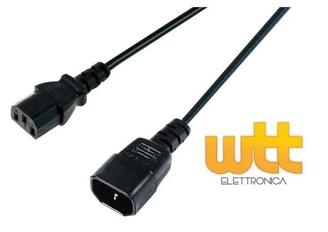 CAVO ALIMENTAZIONE TRIPOLARE SPINA IEC C14 VDE/PRESA IEC C13 VDE 1,5m ...
