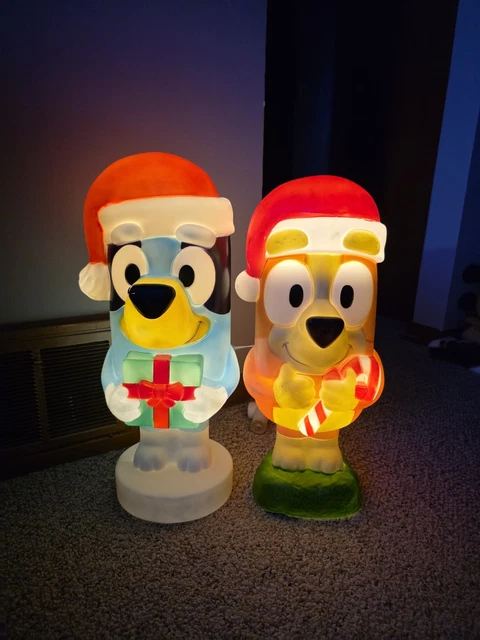 BLUEY WITH PRESENT Bingo With Candycane Lighted Christmas Blow Mold 22 ...