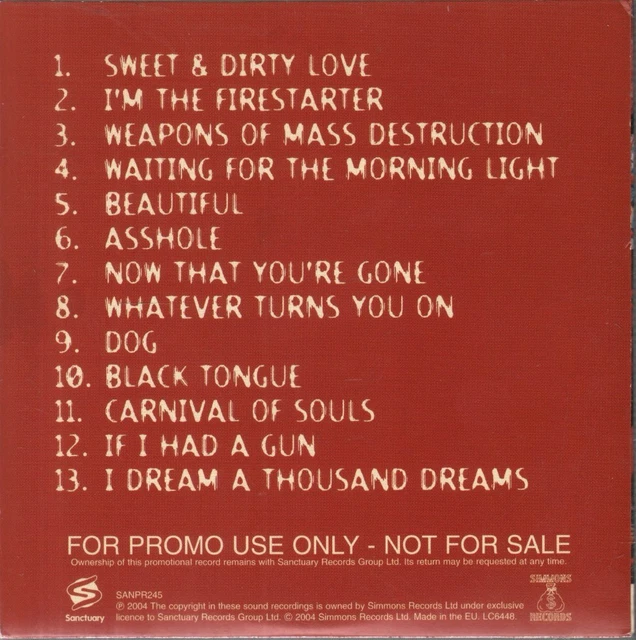 GENE SIMMONS (KISS) Asshole CD Europe Sanctuary 2004 promo CD in card sleeve EUR 14,34 - PicClick FR