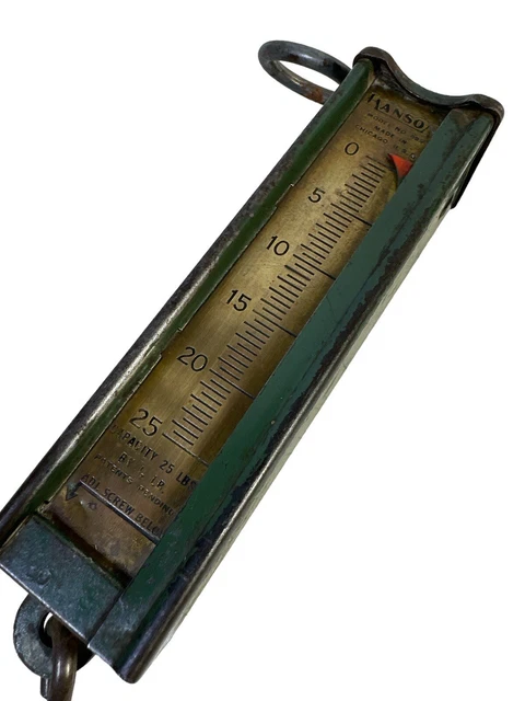 VINTAGE ANTIQUE HANSON 25 Lb. Hanging Spring Scale 10” Model # 892 ...
