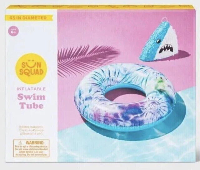SUN SQUAD HUGE Inflatable Tye Dye Pool Beach Swim Tube Ring 45 ...