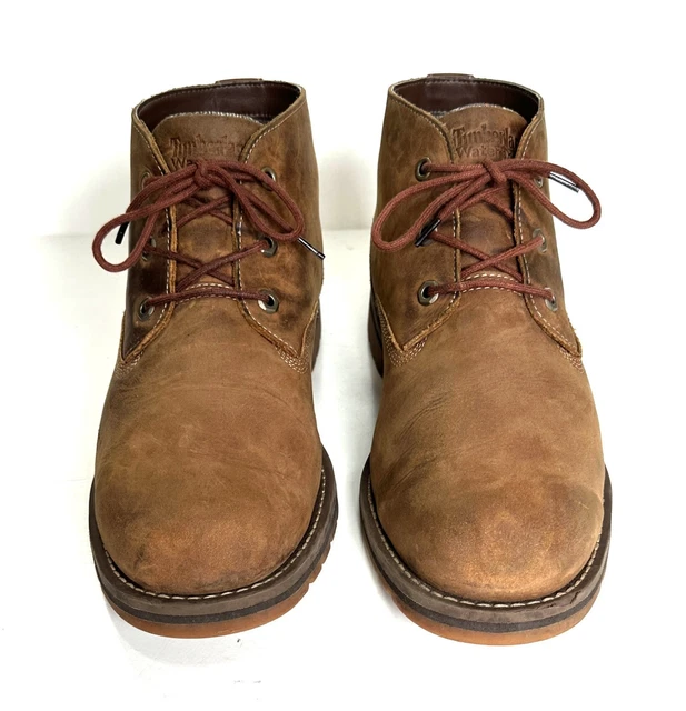 MENS TIMBERLAND WATERPROOF Brown Leather Lace up Ankle Boots Size UK 10 ...