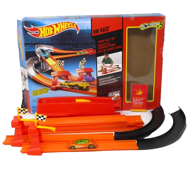HOT WHEELS MATTEL Turbo Race Track Set Side By Side Car Track BPT £6.50 ...