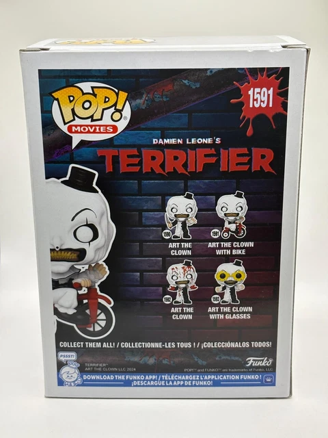 FUNKO POP! MOVIES Terrifier #1591 Art The Clown with Bike Vinyl Figure ...