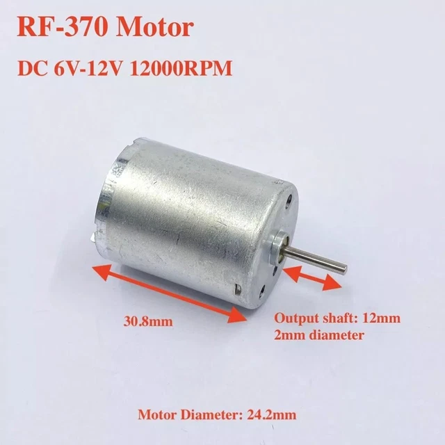 RF370CA SMALL MOTOR 6V 9V 12V 12000RPM for DIY Fans and Electronic ...