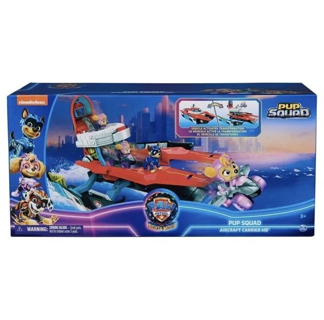 PAW PATROL MIGHTY Pup Squad Aircraft Carrier HQ Playset & Figure New ...
