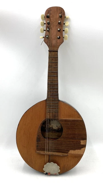 VINTAGE VINCENZO MIROGLIO & FIGLI WOODEN Flat-Back Italian Mandolin EUR ...