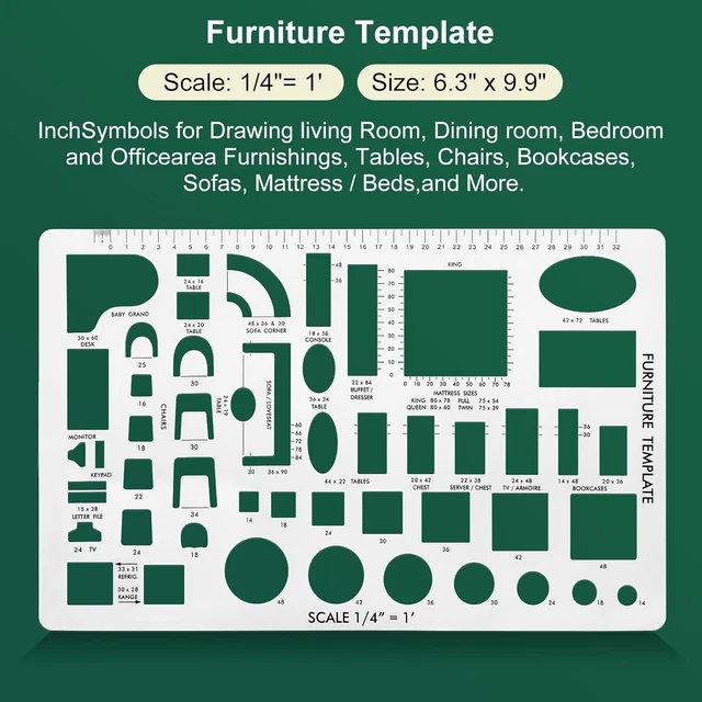 3 PCS INTERIOR Design Drawing Templates Including a House Floor Plan ...