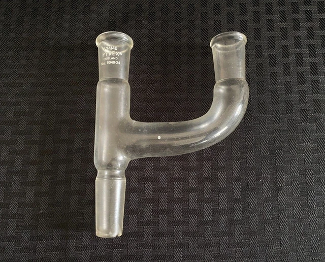 PYREX 24/40 GLASS 3-Way Claisen Distillation Connecting Adapter 9040-24 ...