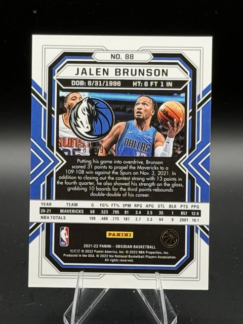 2021-22 PANINI OBSIDIAN- Jalen Brunson Etched Red And Yellow /99 New ...