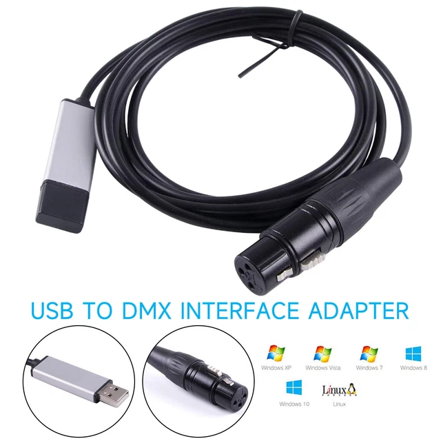 USB TO DMX Interface Adapter Controller Cable LED DMX512 PC Stage ...