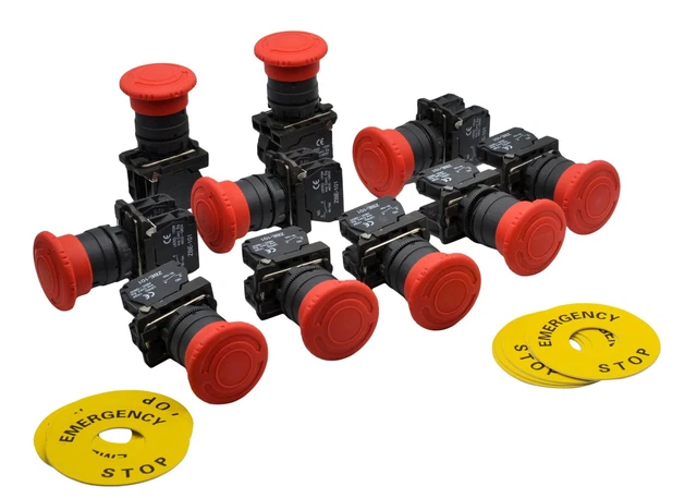 EMERGENCY E STOP Panel Mount x 10 piece Switch Electrical 12V 24V TB5 ...