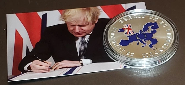 BREXIT GOLD SILVER Coin Britannia Boris Johnson Signature Europe EU ...