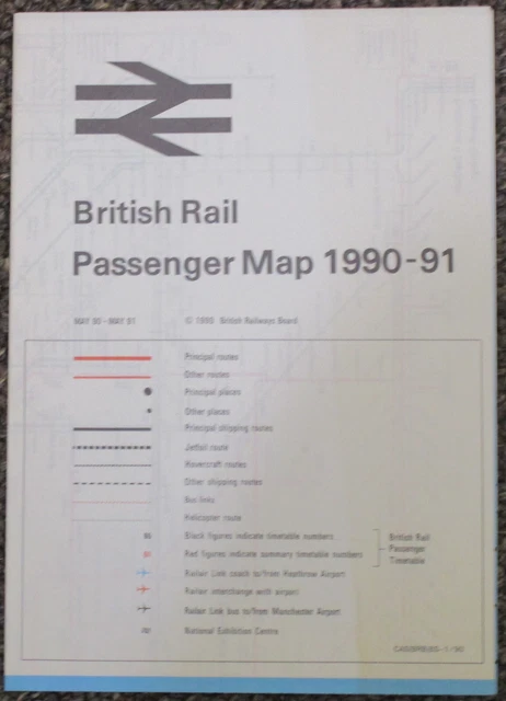 VINTAGE BRITISH RAIL passenger services map 1990-91 £1.00 - PicClick UK
