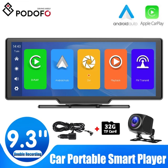 9.3& TOUCH SCREEN DVR Car Smart Player Wireless CarPlay & Android Auto ...