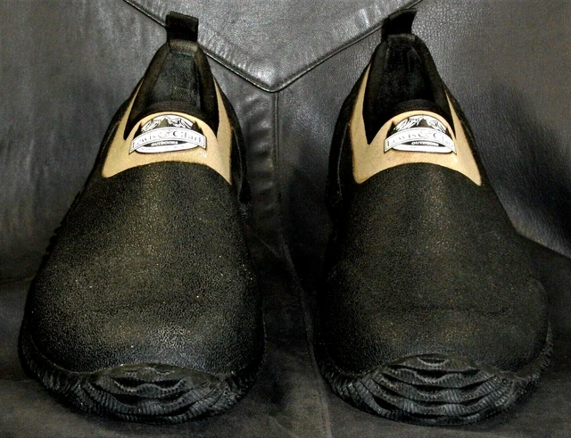 LEWIS & CLARK men's black khaki trim slip-on rubber ankle boot shoes ...