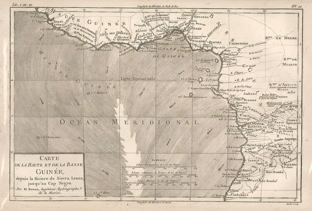 MAPPA DELL'ALTA E Bassa Guinea, dalla Rieviere della Sierra Leone ...